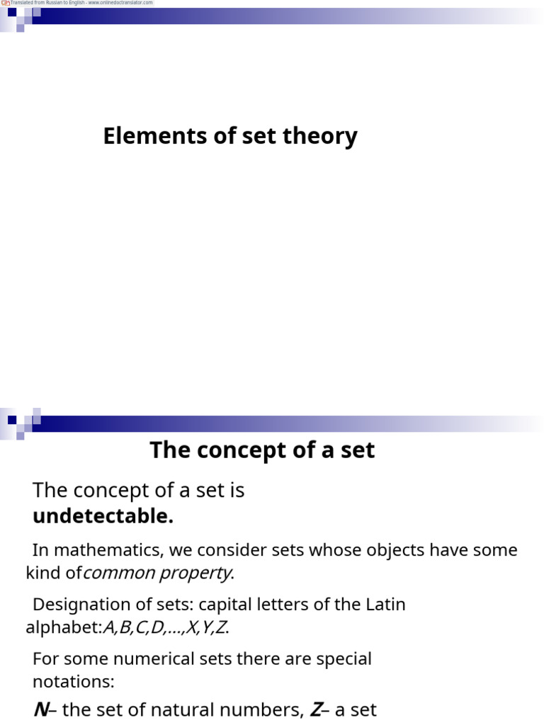 Introduction to Set Theory Concepts | PDF | Set (Mathematics) | Empty Set