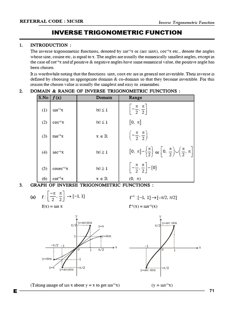 Inverse | PDF | Trigonometric Functions | Elementary Mathematics