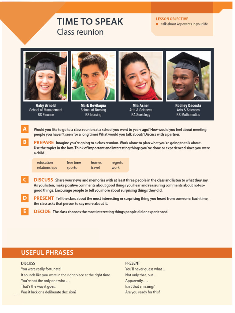 Class Reunion Conversation Guide | PDF | Language Arts & Discipline ...