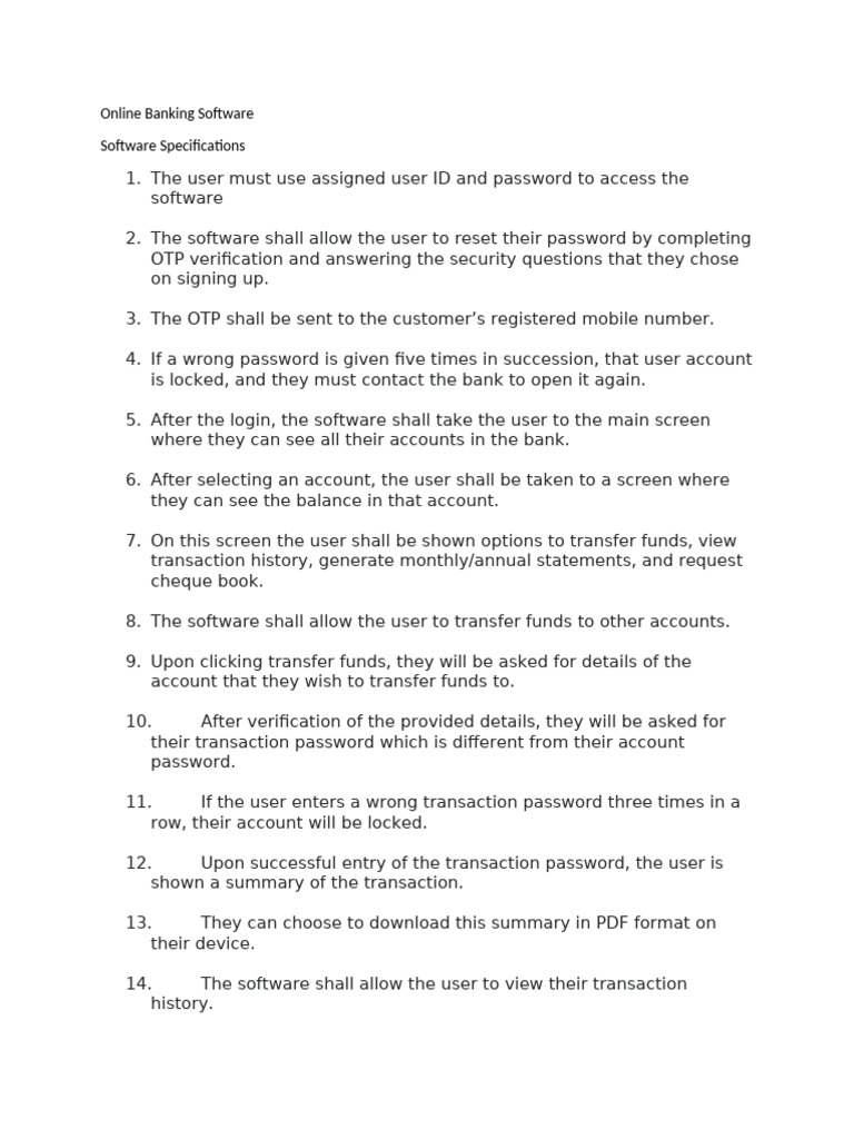 Online Banking Software Features | PDF | Finance & Money Management