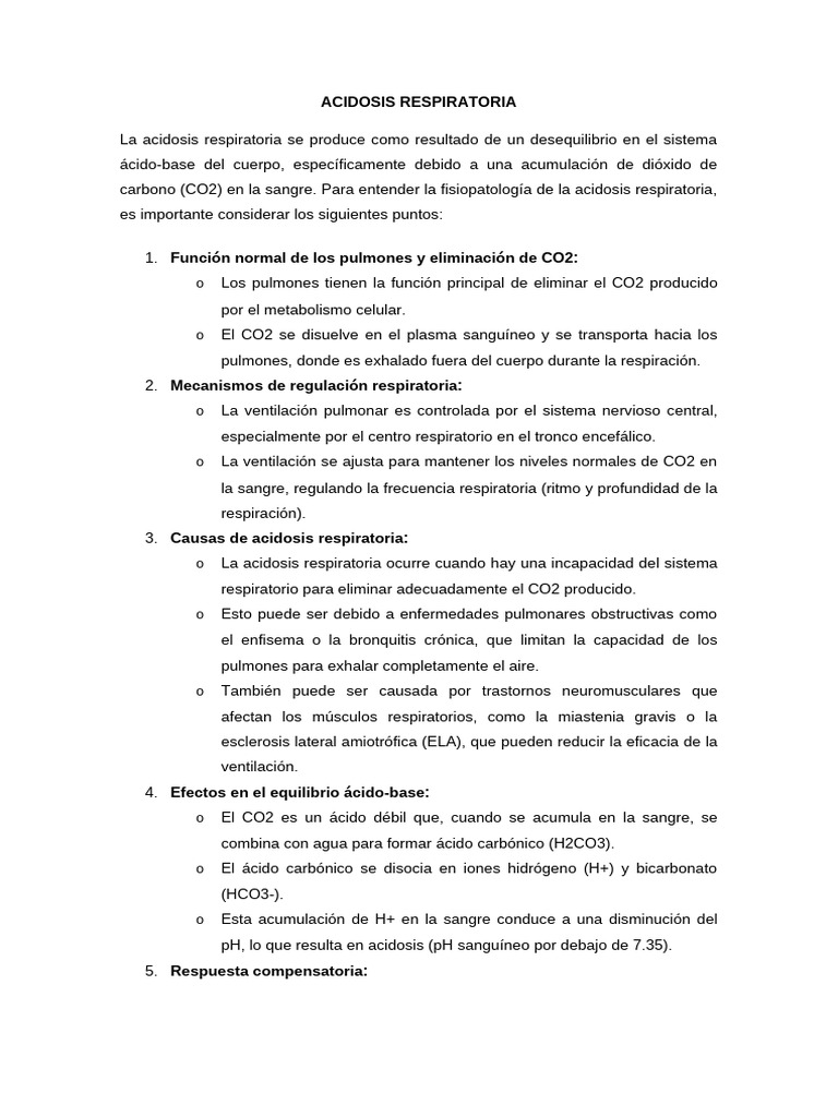 Acidosis Respiratoria | PDF | Medicina CLINICA | Fisiología