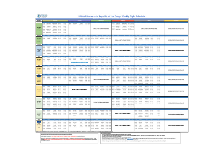 UNHAS DRC Flight Schedule | PDF | Aviation