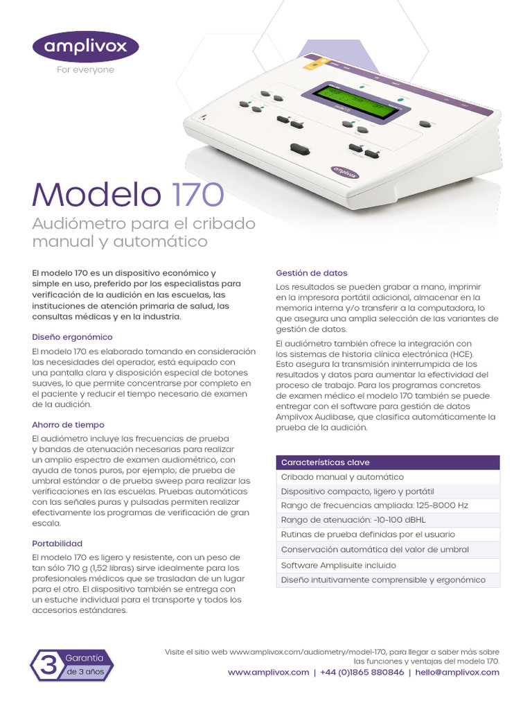 Audiómetro Amplivox 170: Eficiencia y Portabilidad | PDF | Escuchando ...