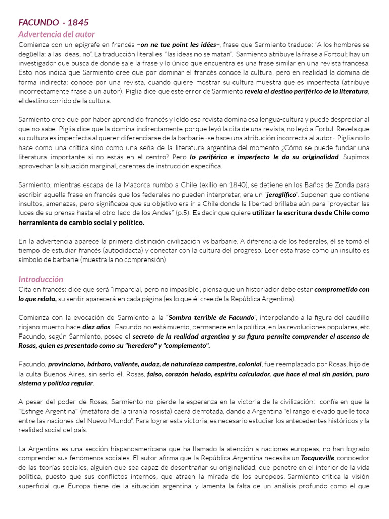Facundo Resumen | PDF