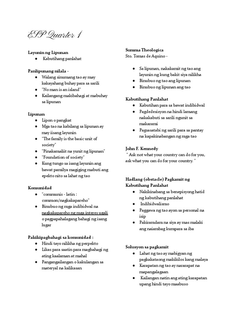 ESP Q1 Reviewer | PDF