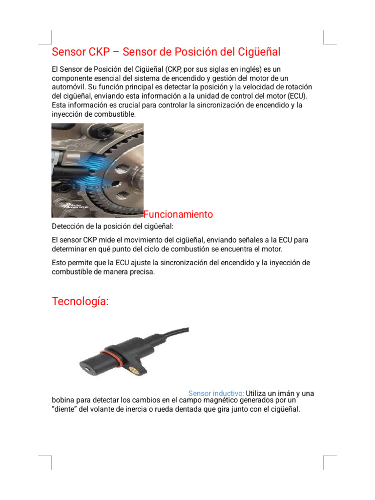 Sensor CKP - Sensor de Posición Del Cigüeñal: Funcionamiento | PDF | Motores | Ingeniería mecánica