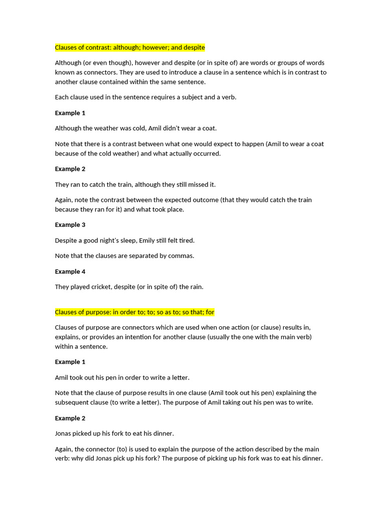 Clauses of contrast | PDF | Sentence (Linguistics) | Syntax