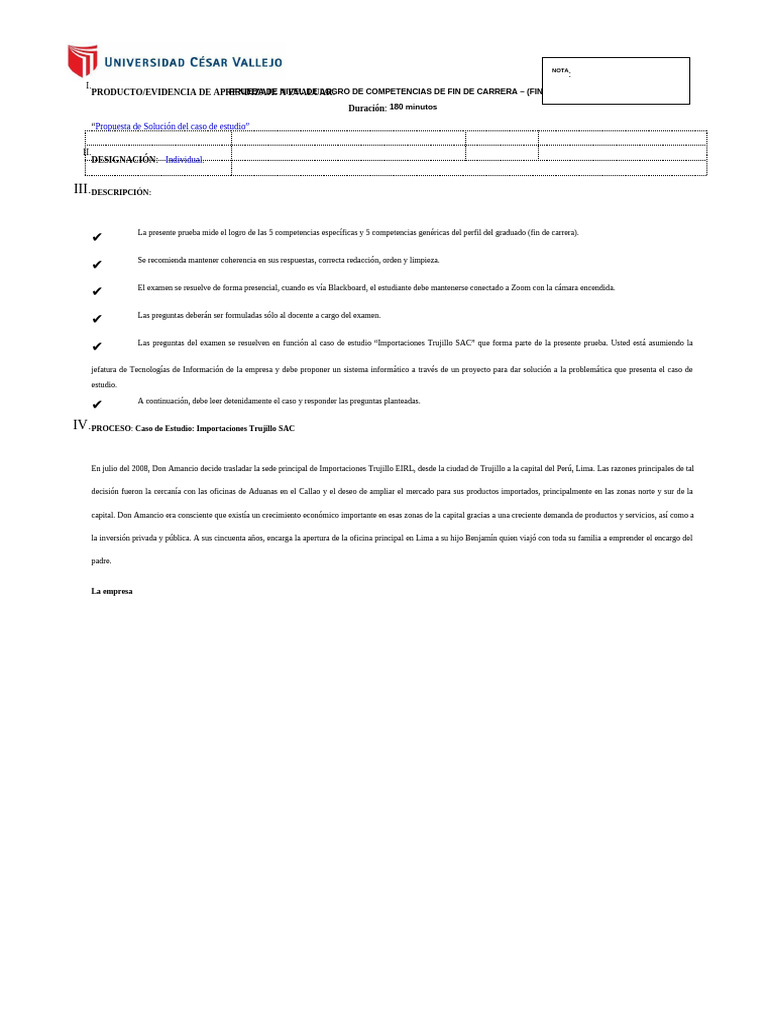EXAMEN PLC IV NIVEL 2024-2 9no Plan D (Salida) | PDF | Calidad (comercial) | Business