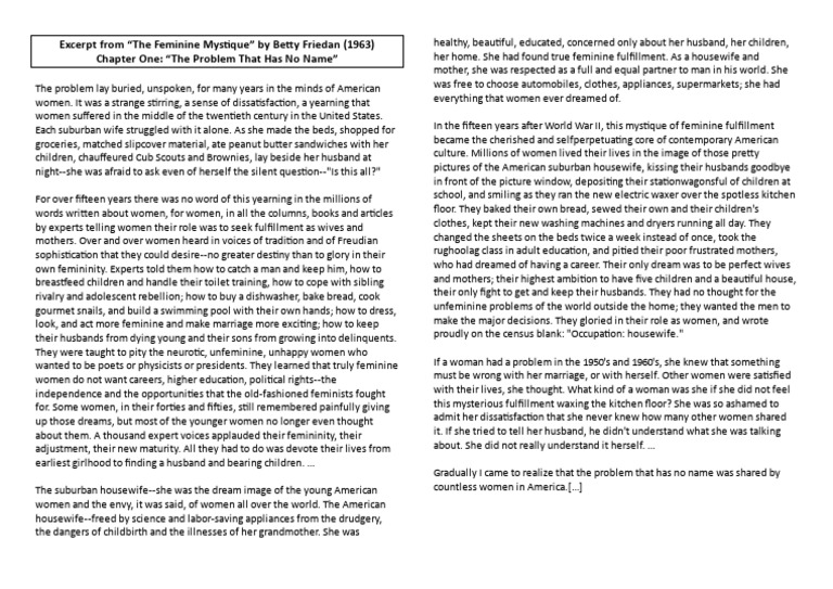 The Feminine Mystique - Betty Friedan | PDF | Social Science | History