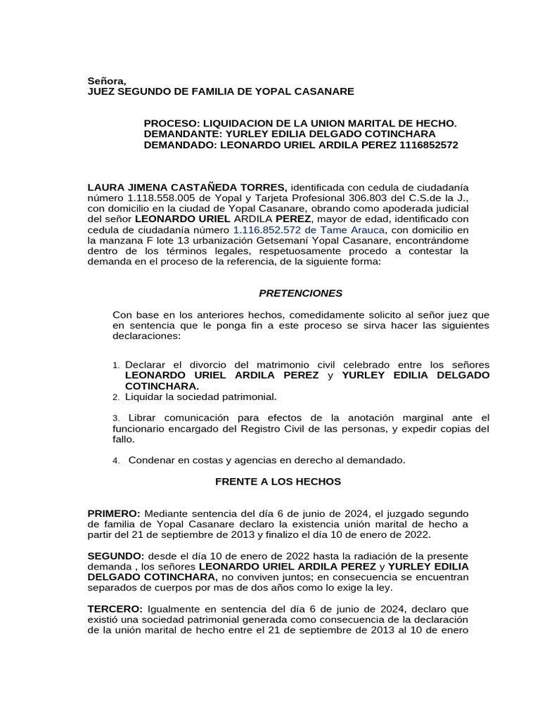 Demanda Divorcio y Liquidacion Sociedad Patrimonial | PDF | Divorcio | Demanda judicial