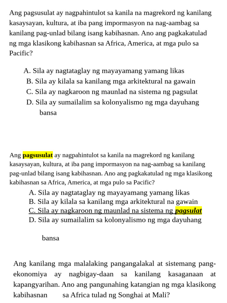 Sample Test Item Analysis in AP 8 | PDF