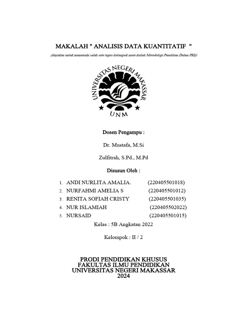 MKLH KLP 2 - Analisis Data Kuantitatif - 5b - Angk.22 | PDF