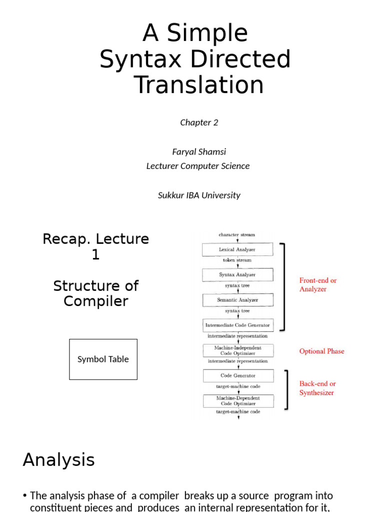 02 Simple Sysntax Directed Translation | PDF | Parsing | Theoretical ...