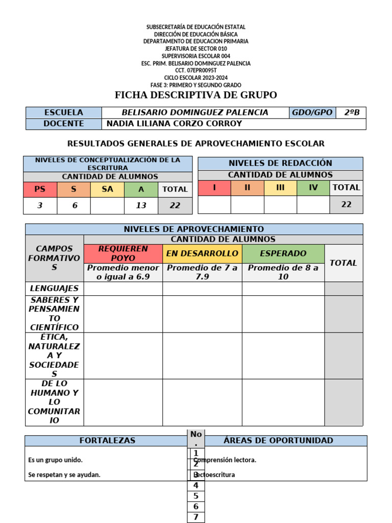 2B Nadia Ficha Descriptiva Fase 3 | PDF | Educación primaria | Escuelas