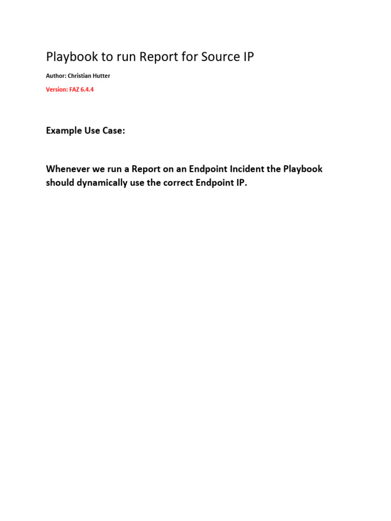 Playbook To Run Report For Dynamic Source IP | PDF