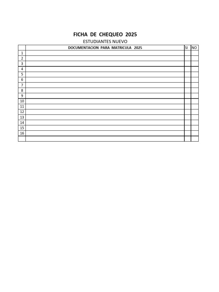 Formato Chequeo Documentos 2025 | PDF