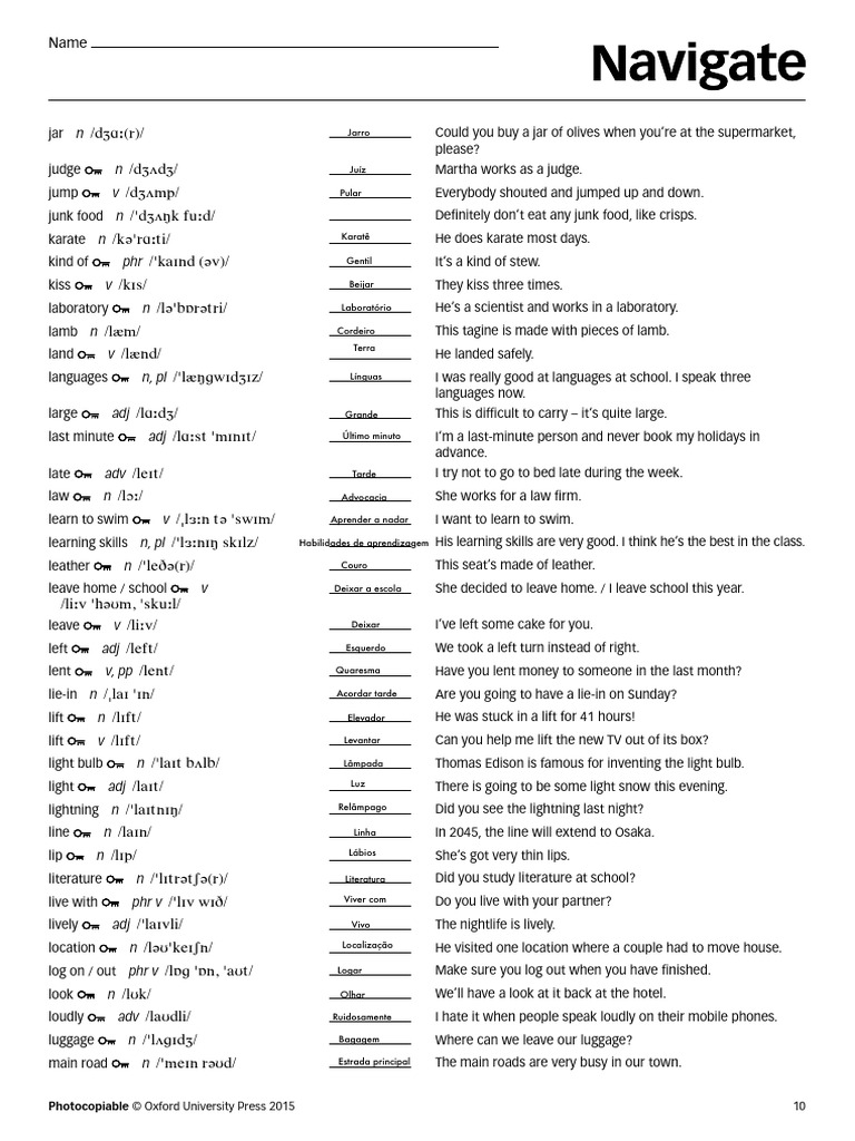 Navigate B1 Wordlist 10 | PDF