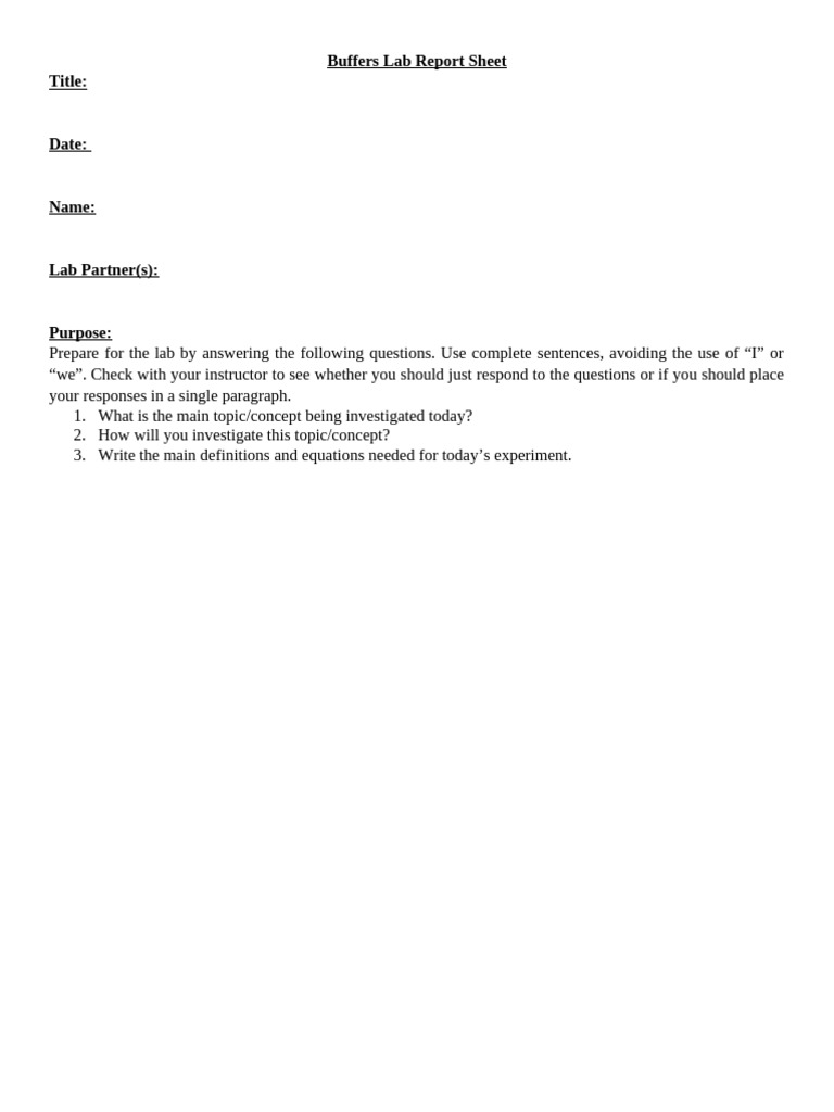 Buffer Solutions pH Lab Report | PDF | Buffer Solution | Acid