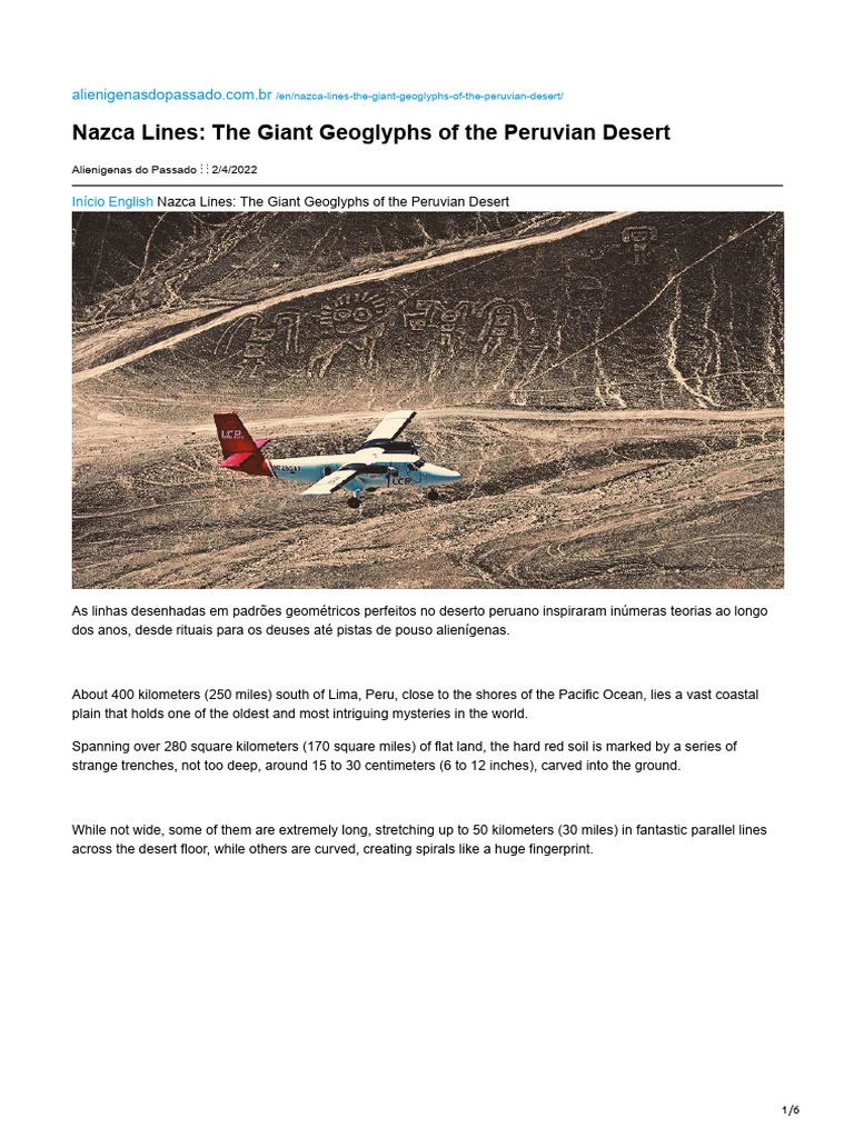 Nazca Lines The Giant Geoglyphs of The Peruvian Desert | PDF