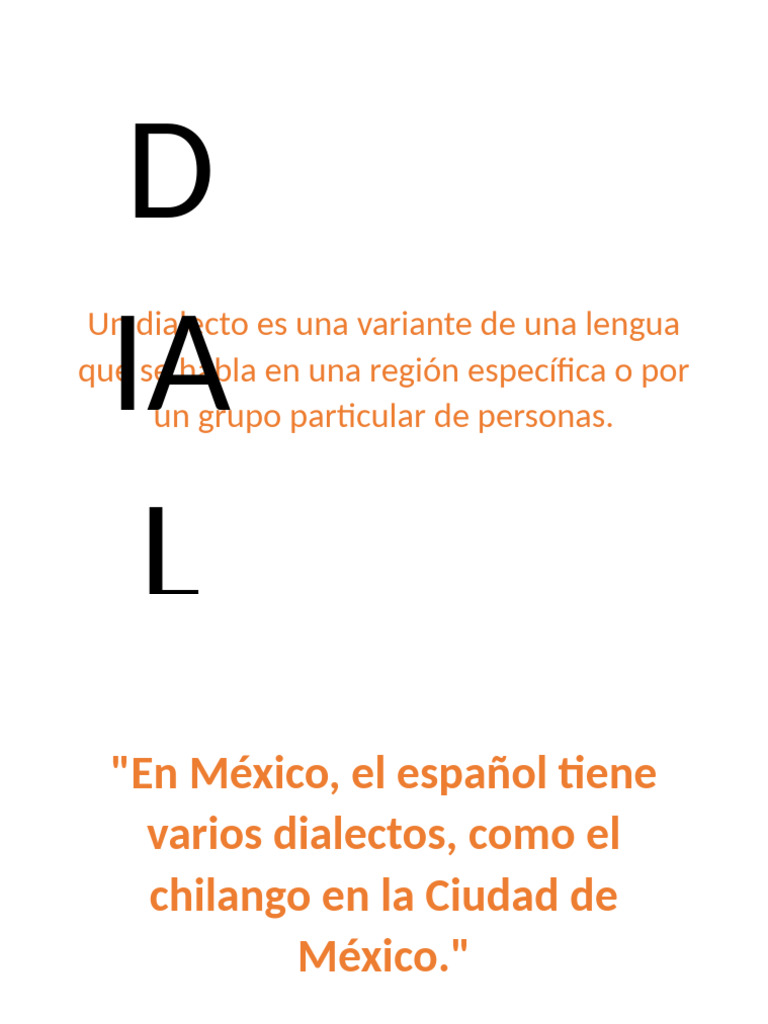 Un Dialecto Es Una Variante de Una Lengua Que Se Habla en Una Región ...