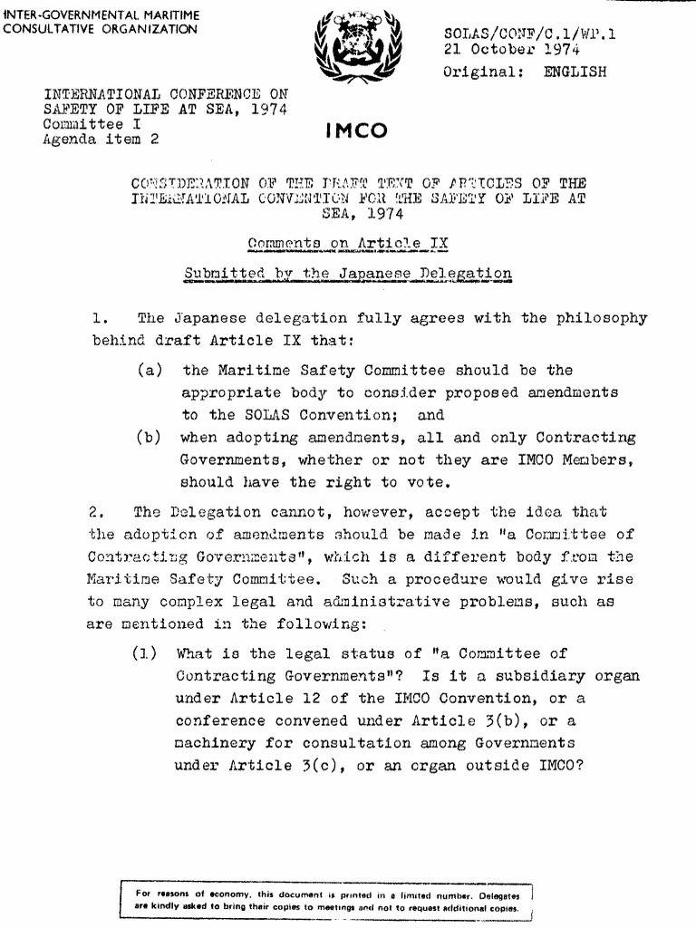 SOLAS CONF Example | PDF | Government