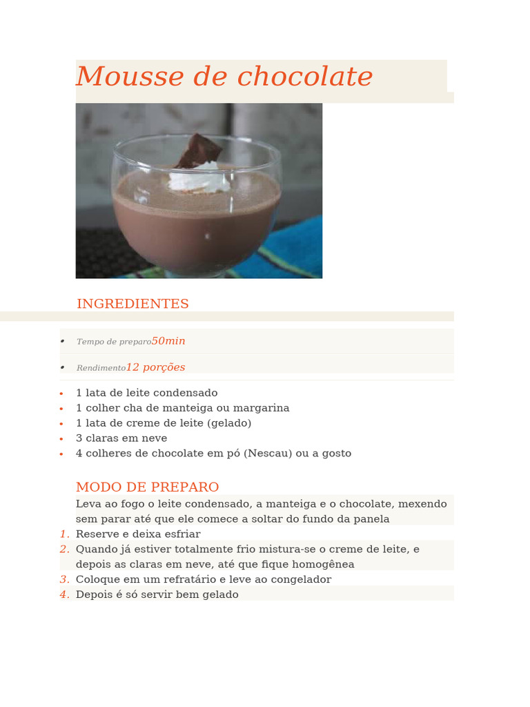 Mousse de Chocolate | PDF