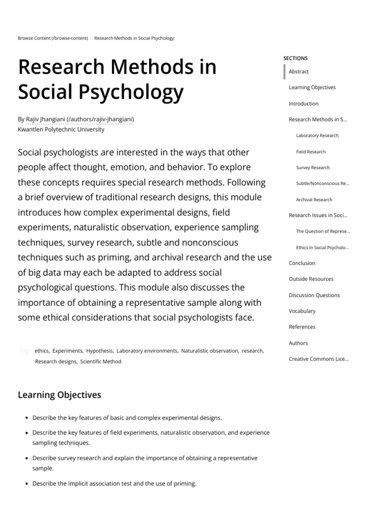 Research Methods in Social Psychology | PDF | Experiment | Deception