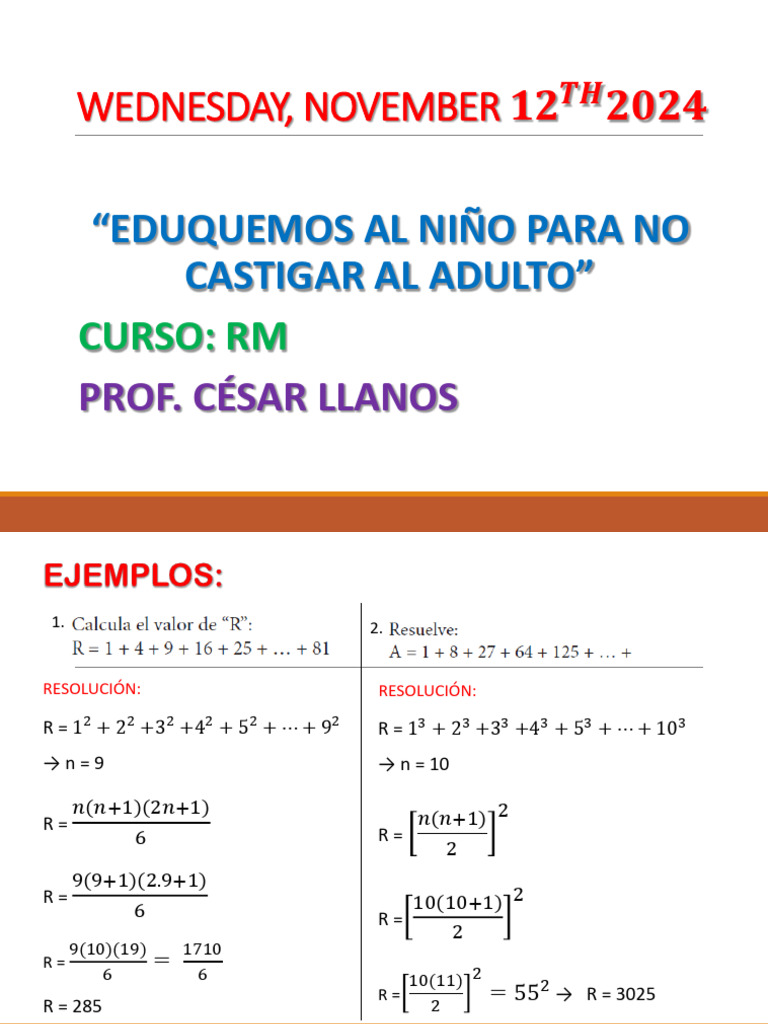 Sumas Notables 1 Sec. - 2 | PDF