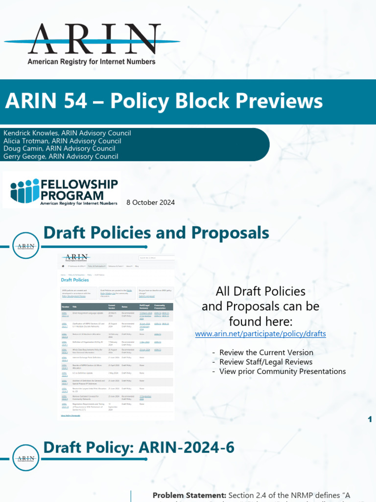 ARIN 54 FP - ARIN Policy Block Previews (Mentors) | PDF | Internet | Computing