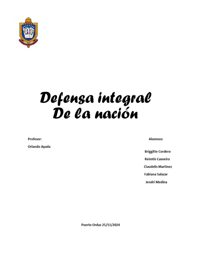 Defensa Integral de La Nación | PDF | Estado (política) | Conflicto ...