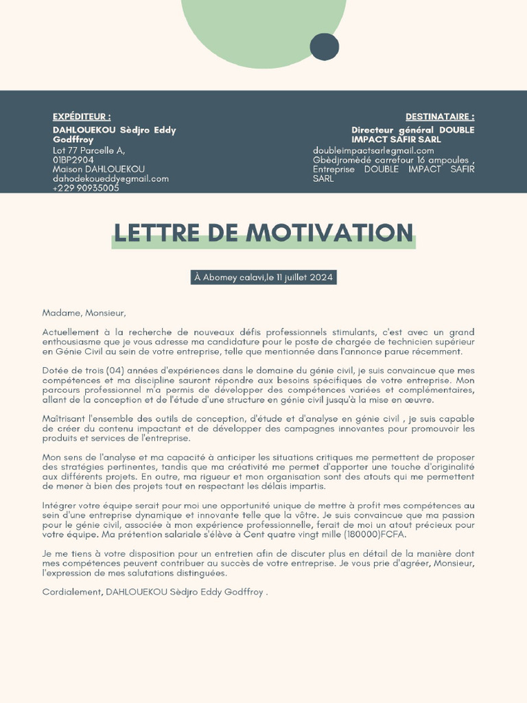 Lettre de Motivation | PDF