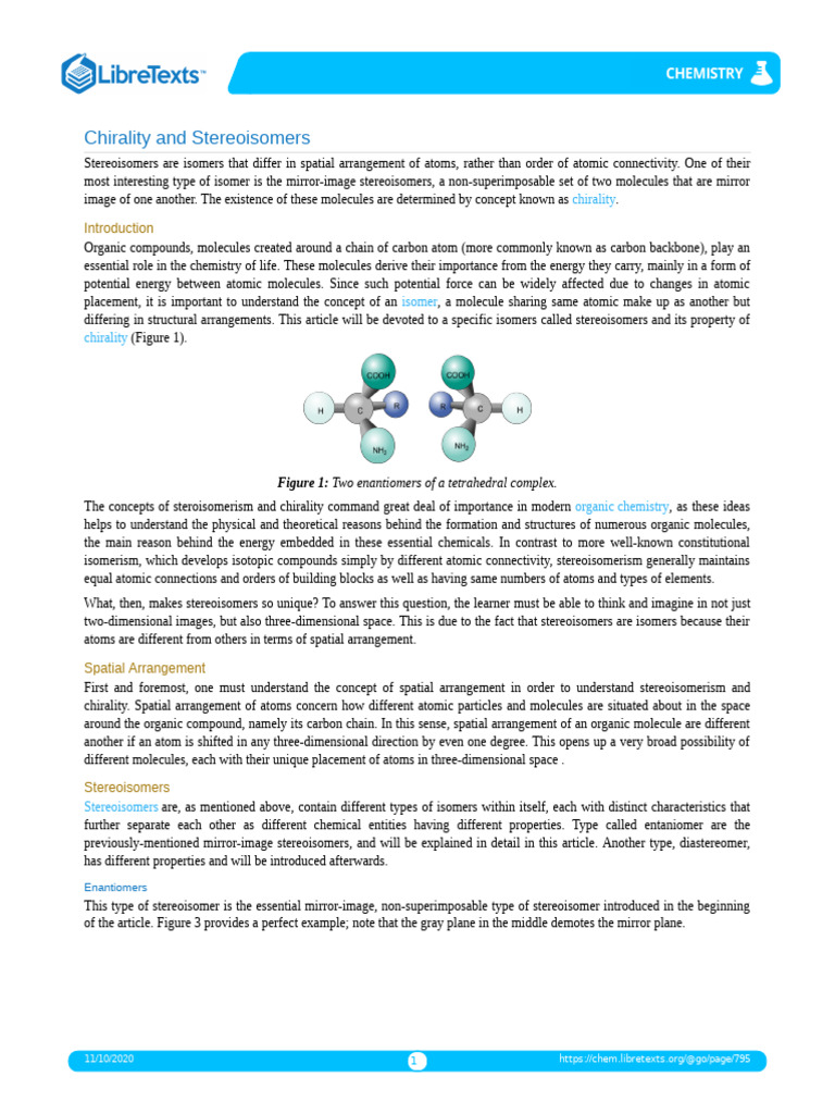 Chirality and Stereoisomers Read | PDF | Chirality (Chemistry) | Isomer