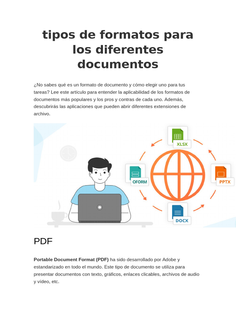 Tipos de Formatos para Los Diferentes Documentos | PDF | HTML | Informática