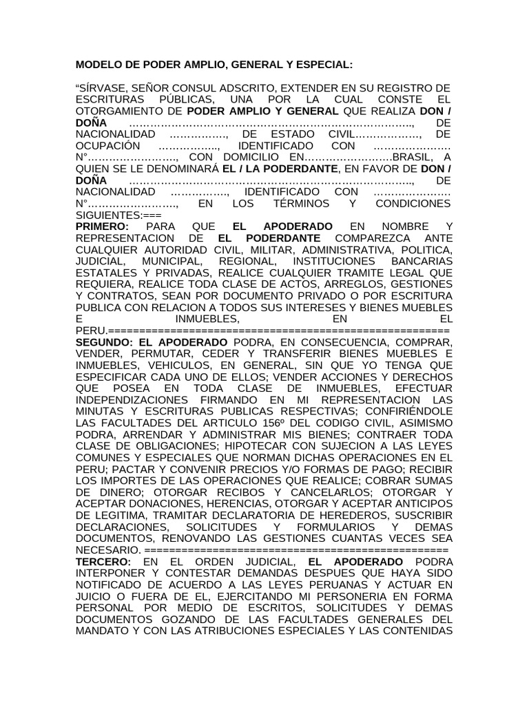 Poder Amplio y General en Perú | PDF | Ley procesal