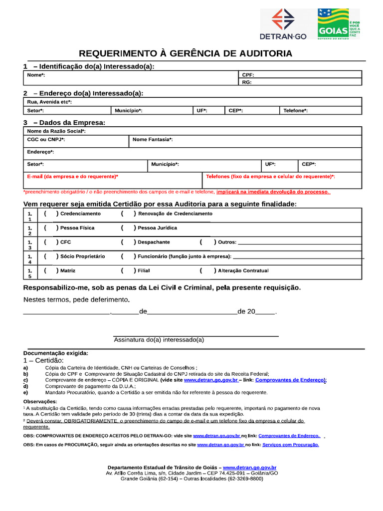 Requerimento Detran | PDF