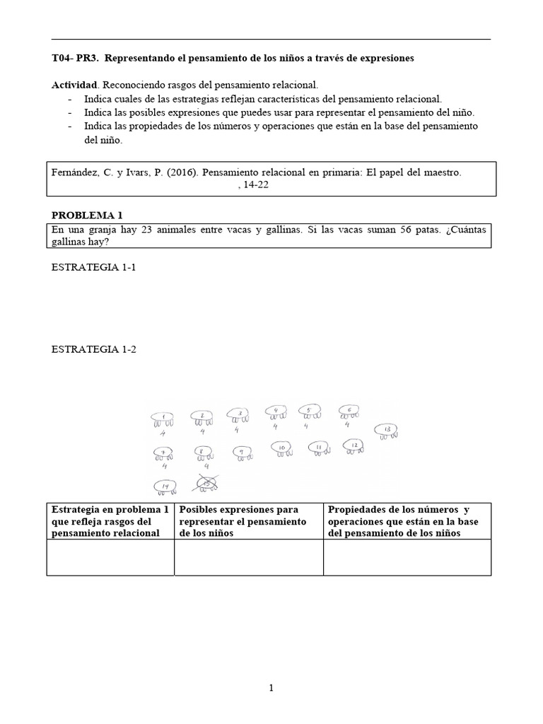 T04 PR3 RepresentandoPensamientoNiños | PDF