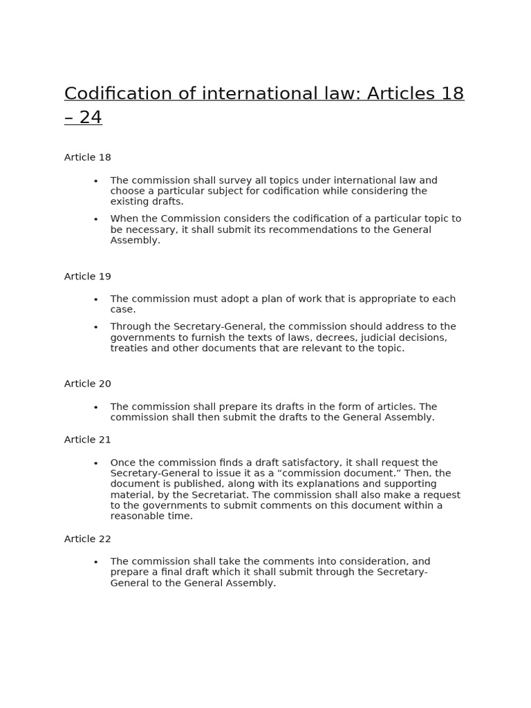 Codification of International Law | PDF