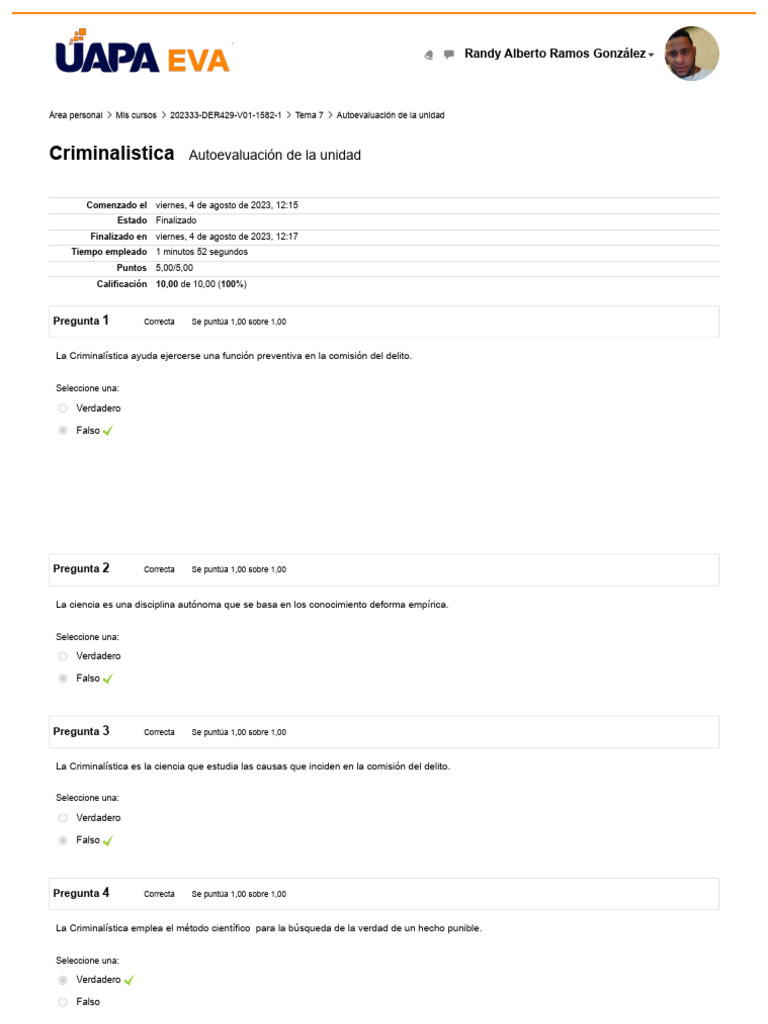 Autoevaluación de La Unidad 1 | PDF