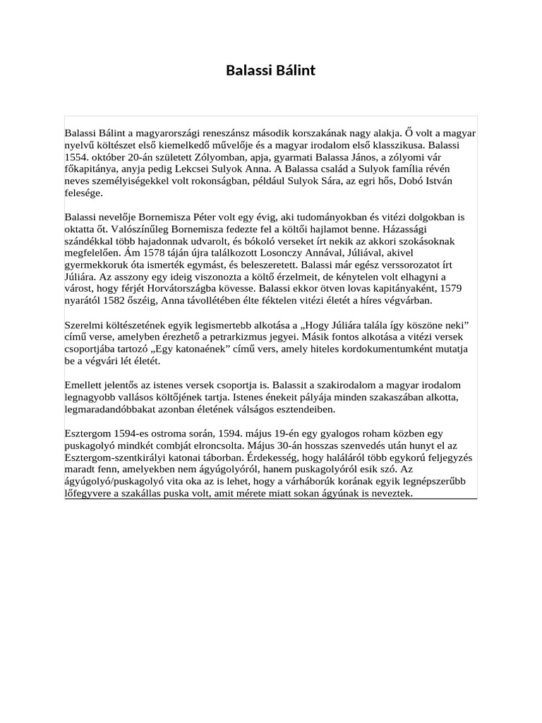 Balassi Bálint | PDF