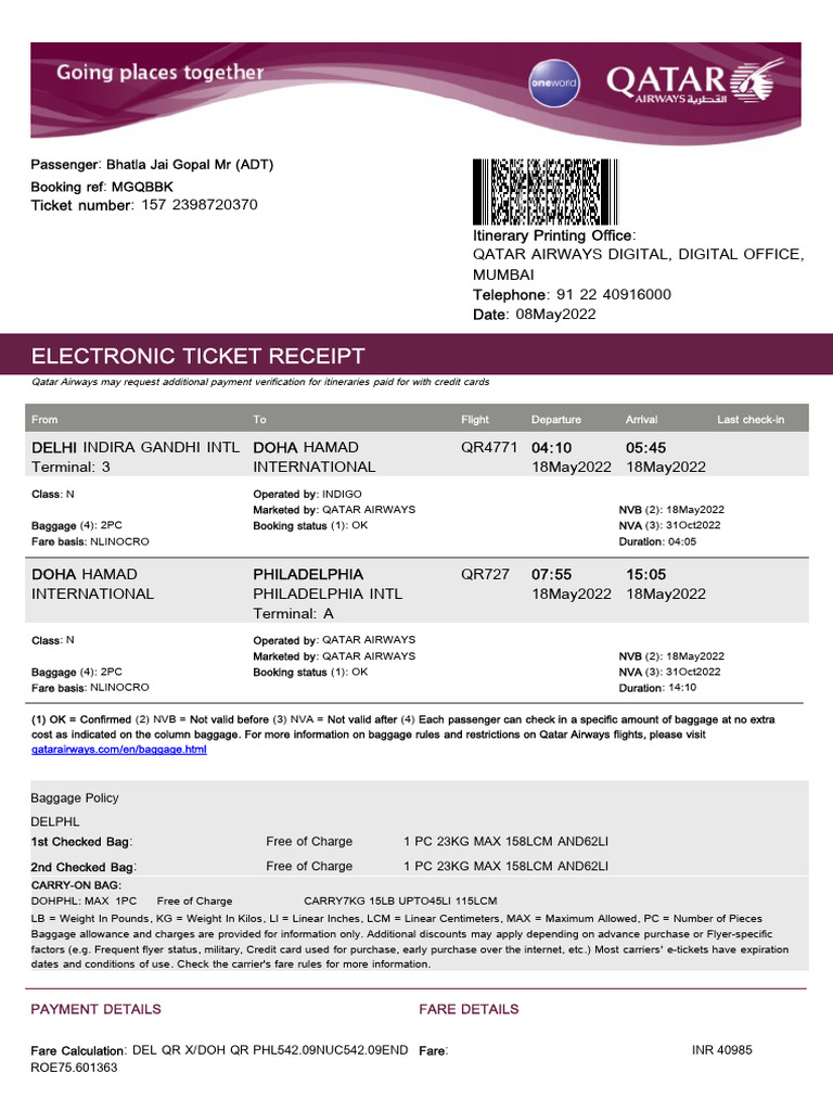 Your Electronic Receipt | PDF | Fare | Credit Card