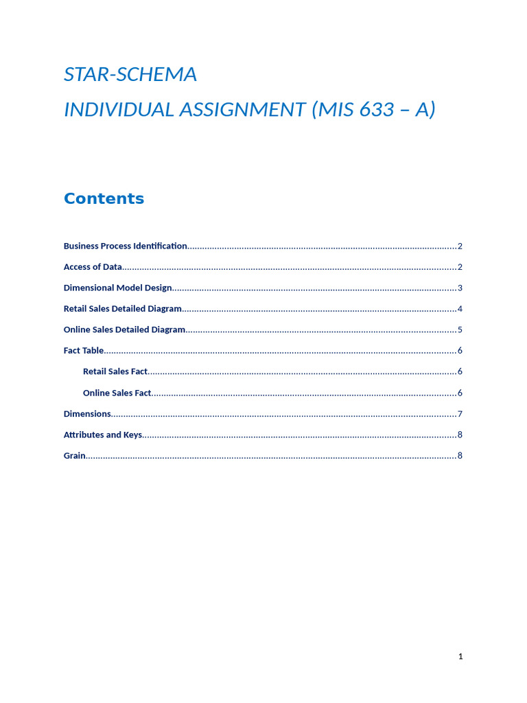 Star Schema Design - Individual Assignment - Meghana | PDF | Retail ...