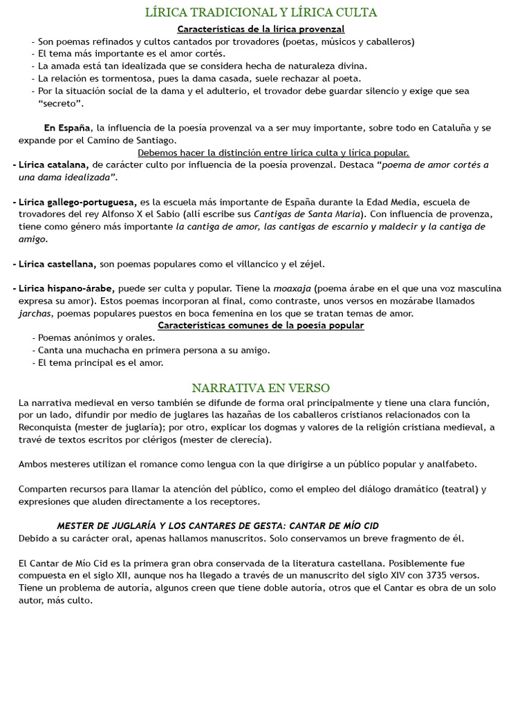 Lirica Tradicional Vs Lirica Culta | PDF