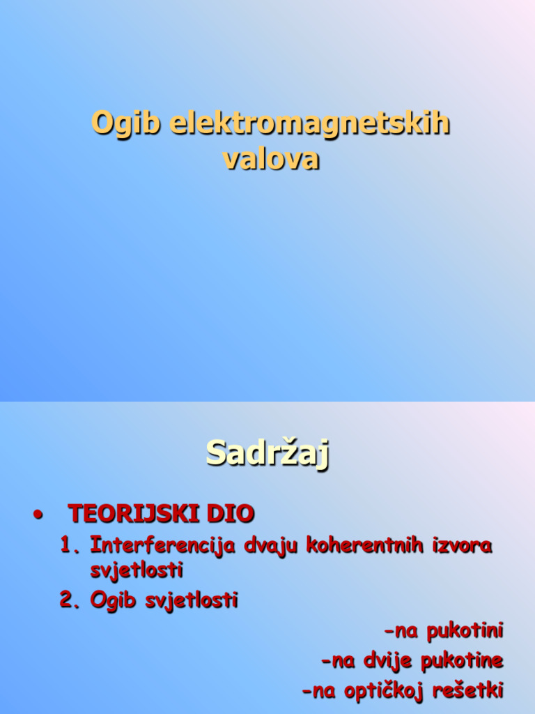 Interferencija I Difrakcija-Apsorpcija Elektromagnetskog Zracenja ...