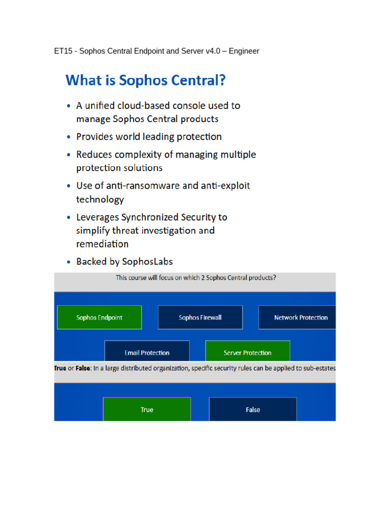 ET15 - Sophos Central Endpoint and Server v4.0 - Engineer | PDF | Computers