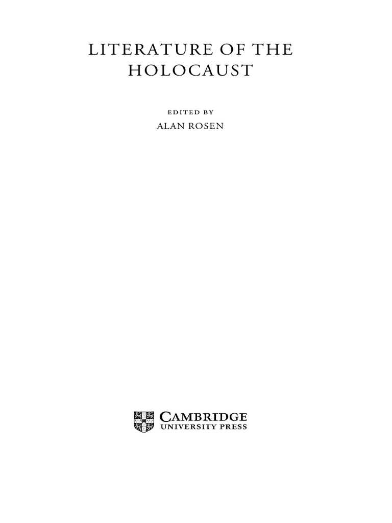 Literature of The Holocaust (Alan Rosen) (Z-Library) | PDF | Jews | The ...