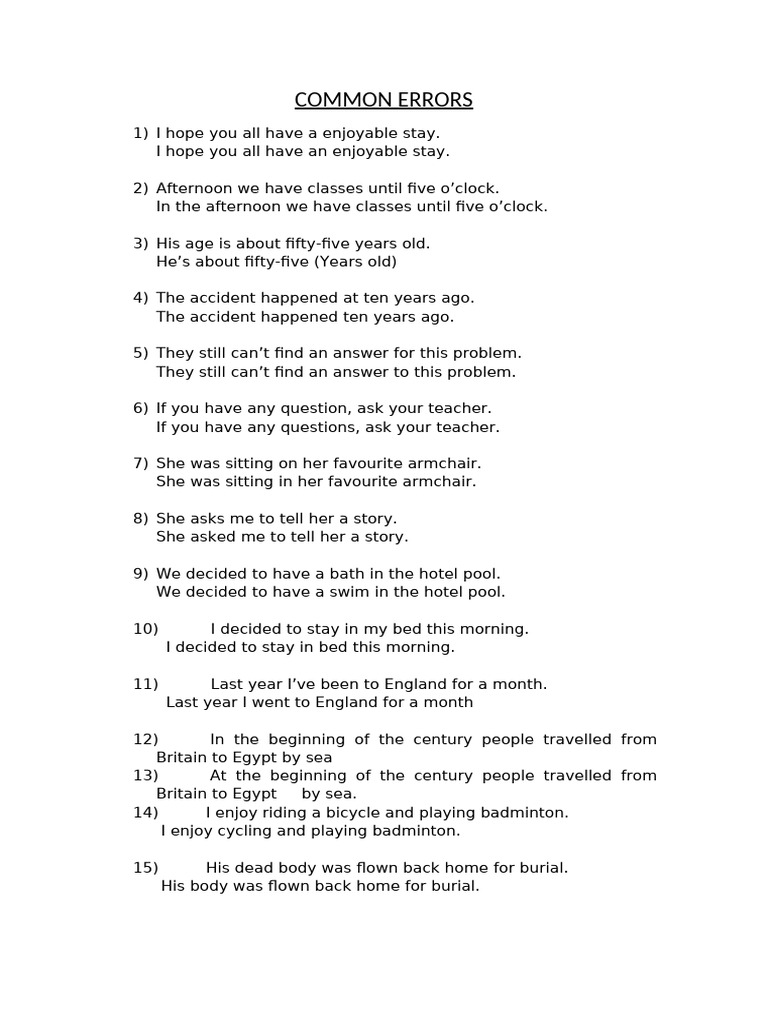 Common Errors | PDF