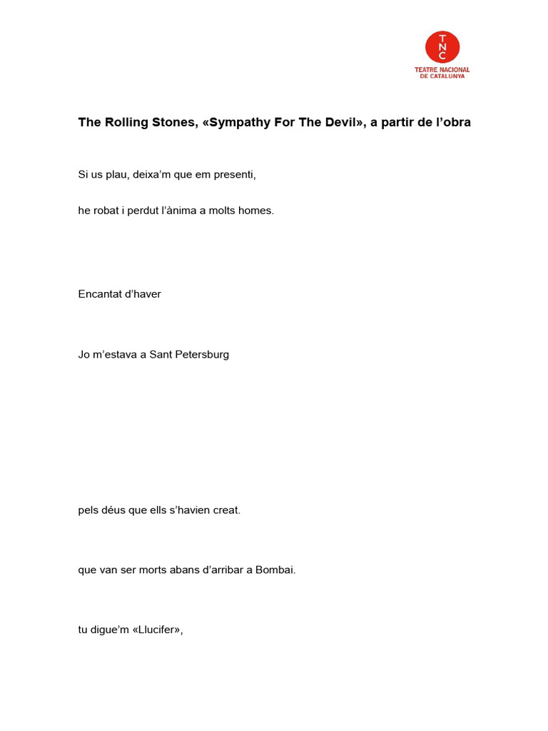 Rolling Stones Sympathy Català | PDF