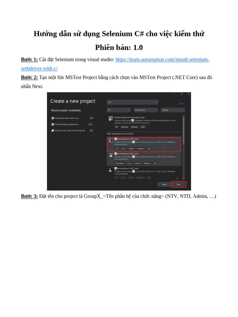 Hướng dẫn sử dụng Selenium C# - SE347.L11 | PDF