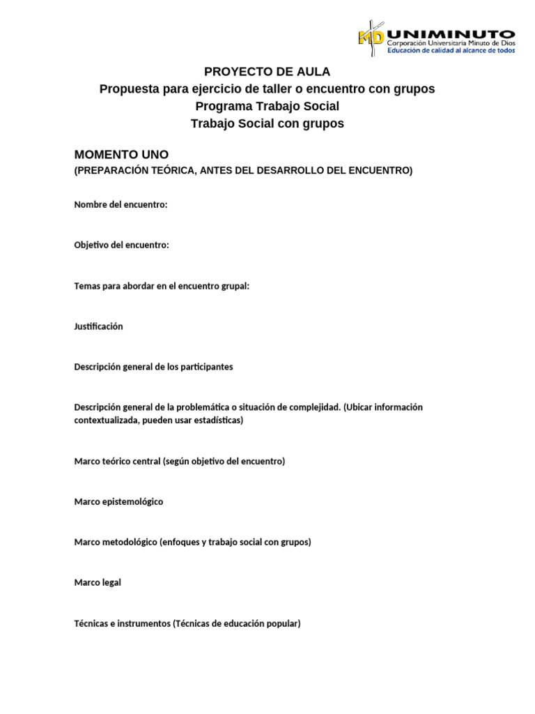 Proyecto de Aula - Taller | PDF