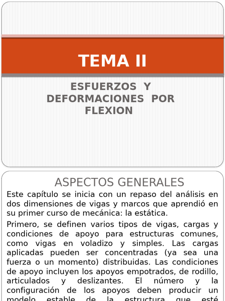 Tema II.-esfuerzos de Flexion | PDF | Viga (Estructura) | Doblar
